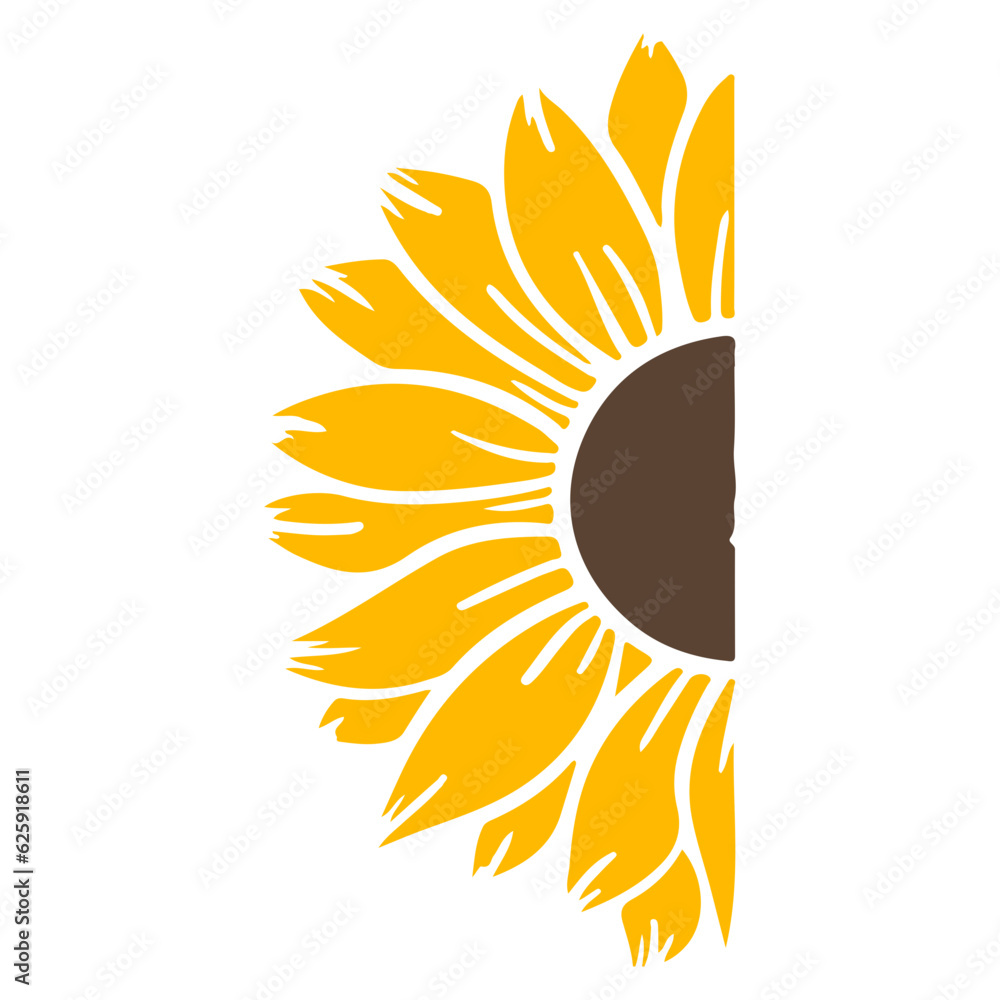 Half sunflower svg, Sunflower clipart, Half sunflower vector, sunflower ...