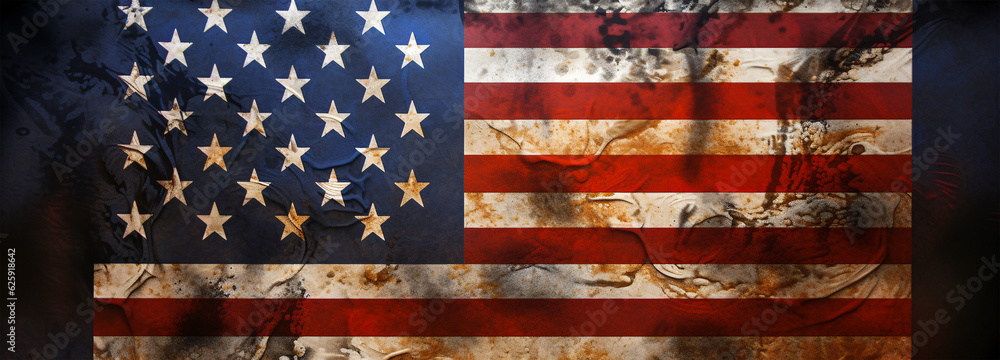 Vintage American Flag with Rusty Surface and Faded Star, Generative AI ...