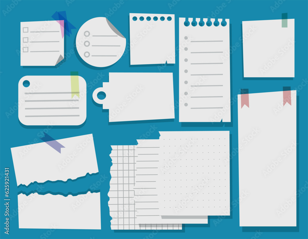 Paper notes. Linear pages of a notebook, lists of notebooks of ...