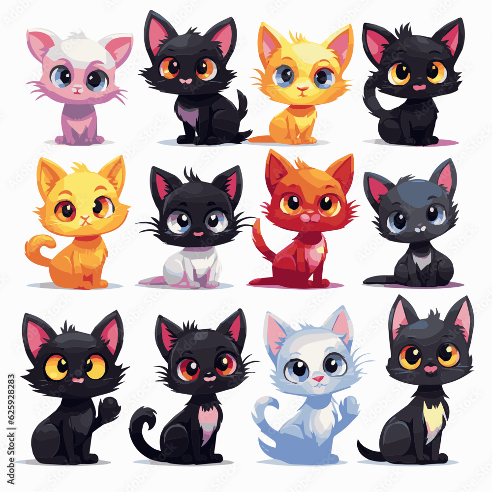 cat cartoon clipart vector white background Stock Vector | Adobe Stock