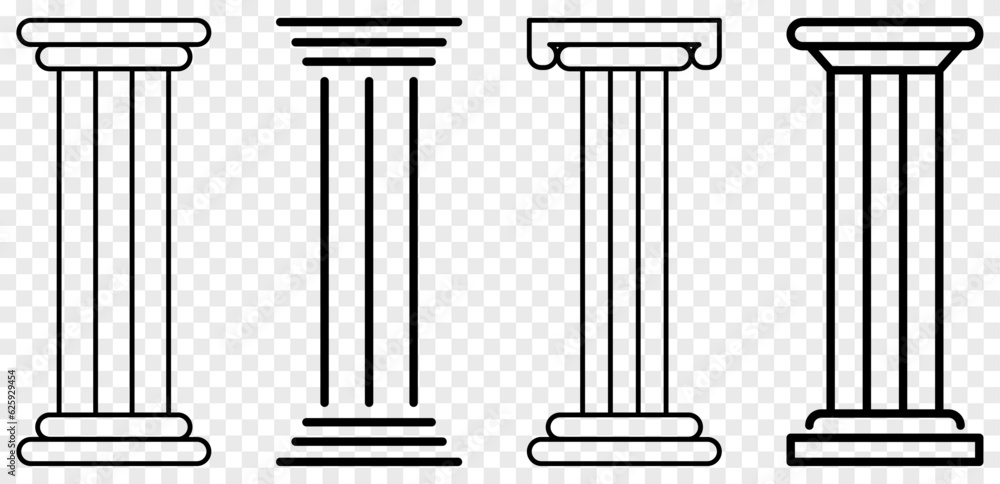 Pillar icon set. Vector illustration isolated on transparent background ...