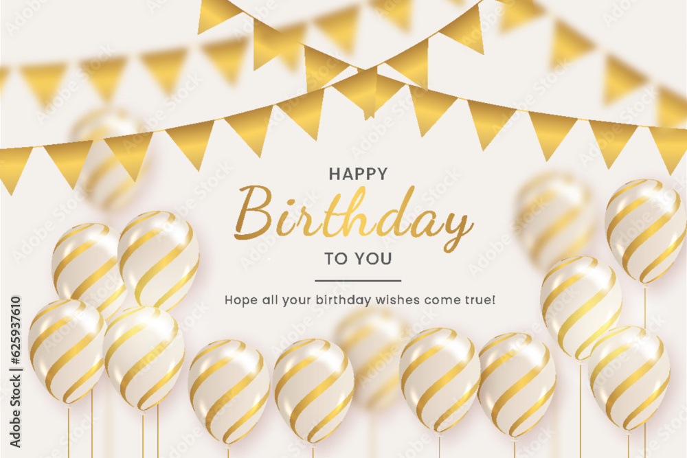 Birthday balloons banner design Happy birthday greeting text with an ...