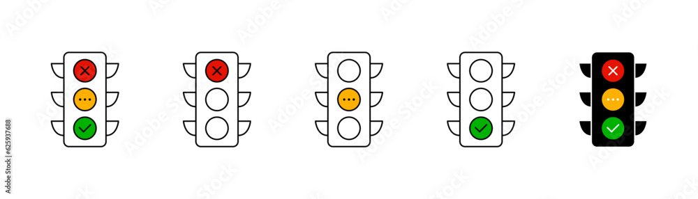 Traffic light icon set. Stoplight sign. Traffic control icon collection ...