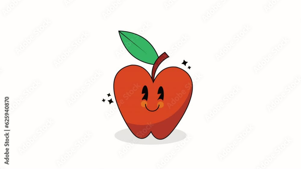 apple kawaii style character animation Stock Video | Adobe Stock