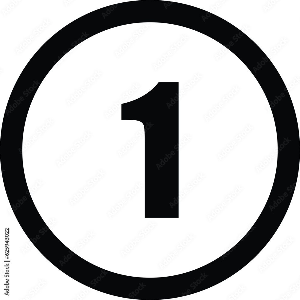 Number one sign . Number 1 icon circle vector illustration isolated on ...