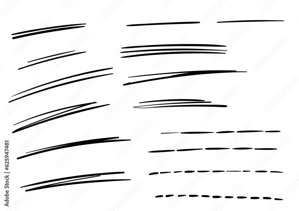 Hand drawn underlines. Stroke, lines, scribbles, strikethroughs, speech ...
