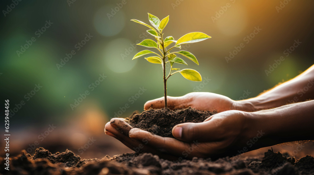 a symbol of life and health, a human hand tenderly cradling a small ...