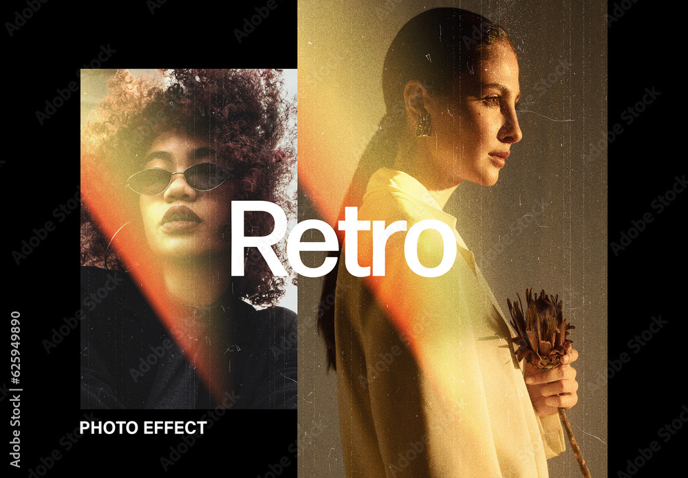 Retro Overlay Poster Photo Effect Mockup Stock Template | Adobe Stock