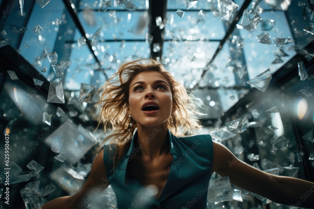 Woman Breaking Through a Glass Ceiling - Gender Equality and Progress ...