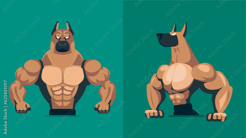 Strong german shepherd dog animal showing his muscles, mascot logo ...
