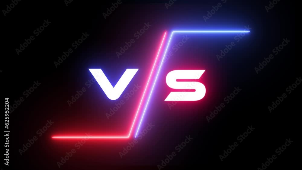 Vs versus neon red and blue versus neon battle battle animation Stock ...