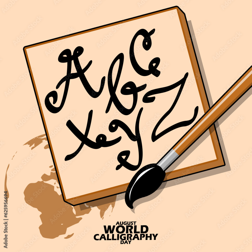 Calligraphic letters written on a board with a brush, earth and bold ...