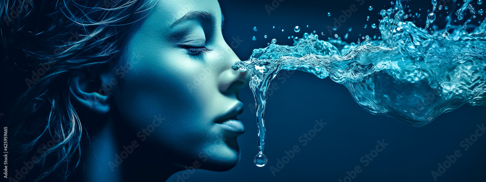 water resources, concept of people and drinking water, portrait of a ...