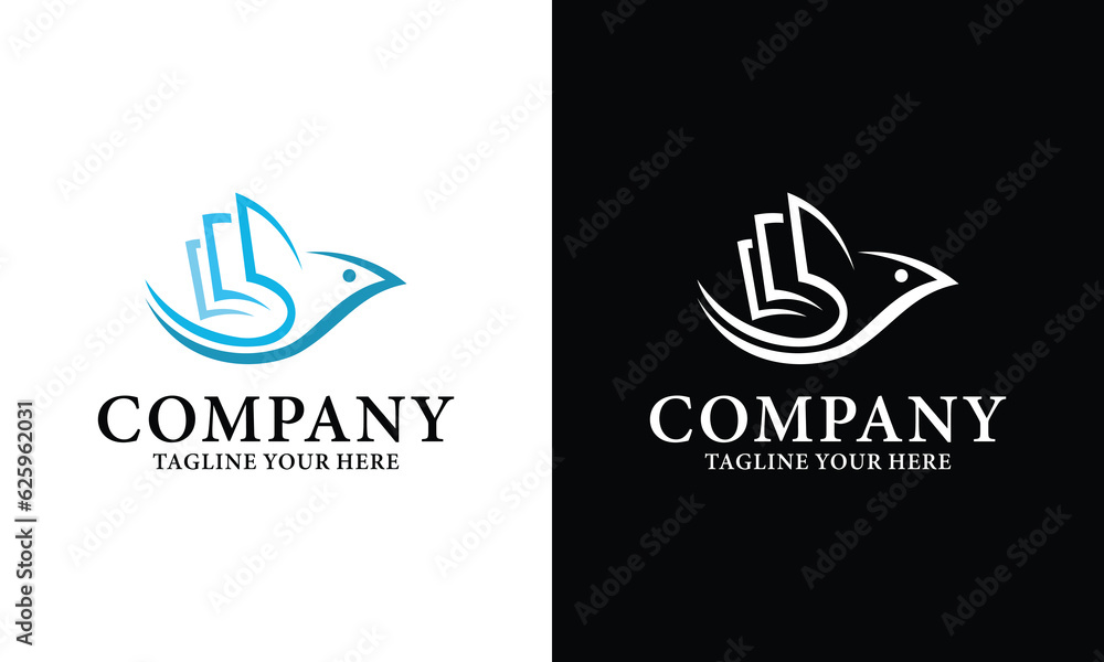 bird education logo book bird logo on a black and white background. Stock Vector | Adobe Stock