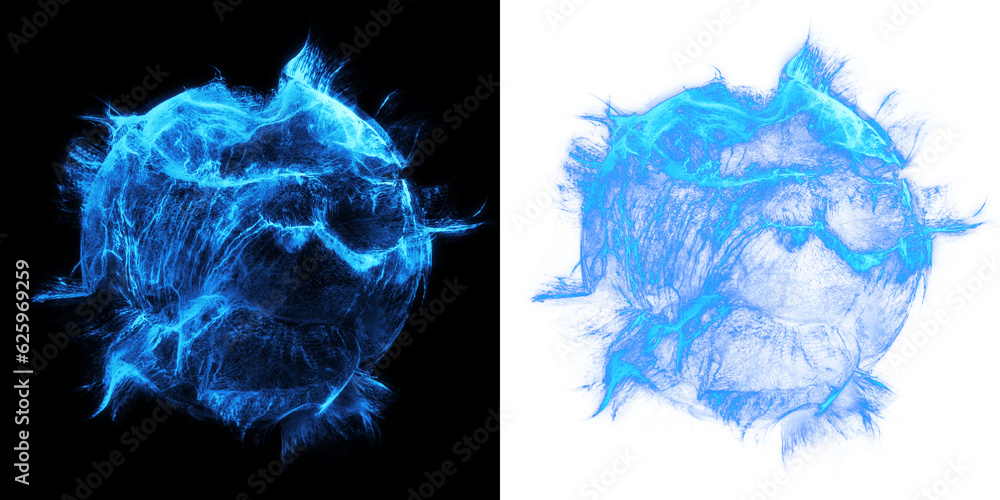 Vibrant blue energy orb with dynamic particle splash effect. isolated ...