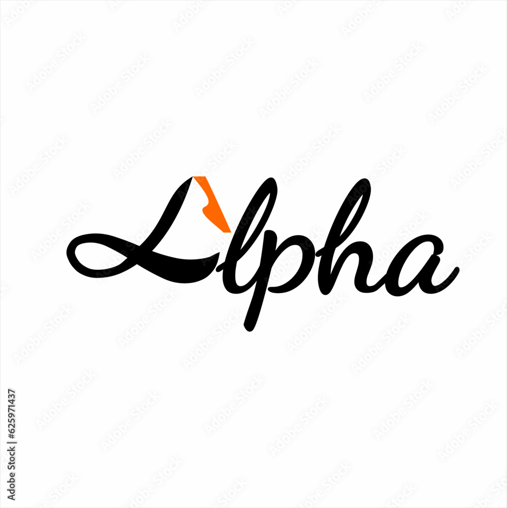 Word " Alpha " logo vector design with alpha symbol in letter A. Stock ...