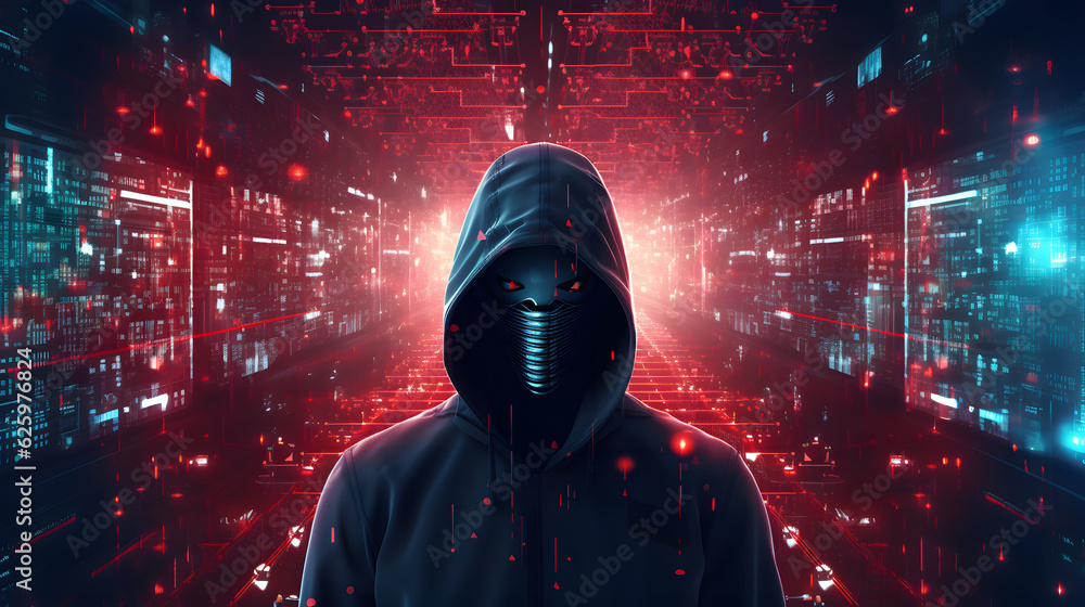 Cyber security as an image. Data analytics, AI, complex informations ...