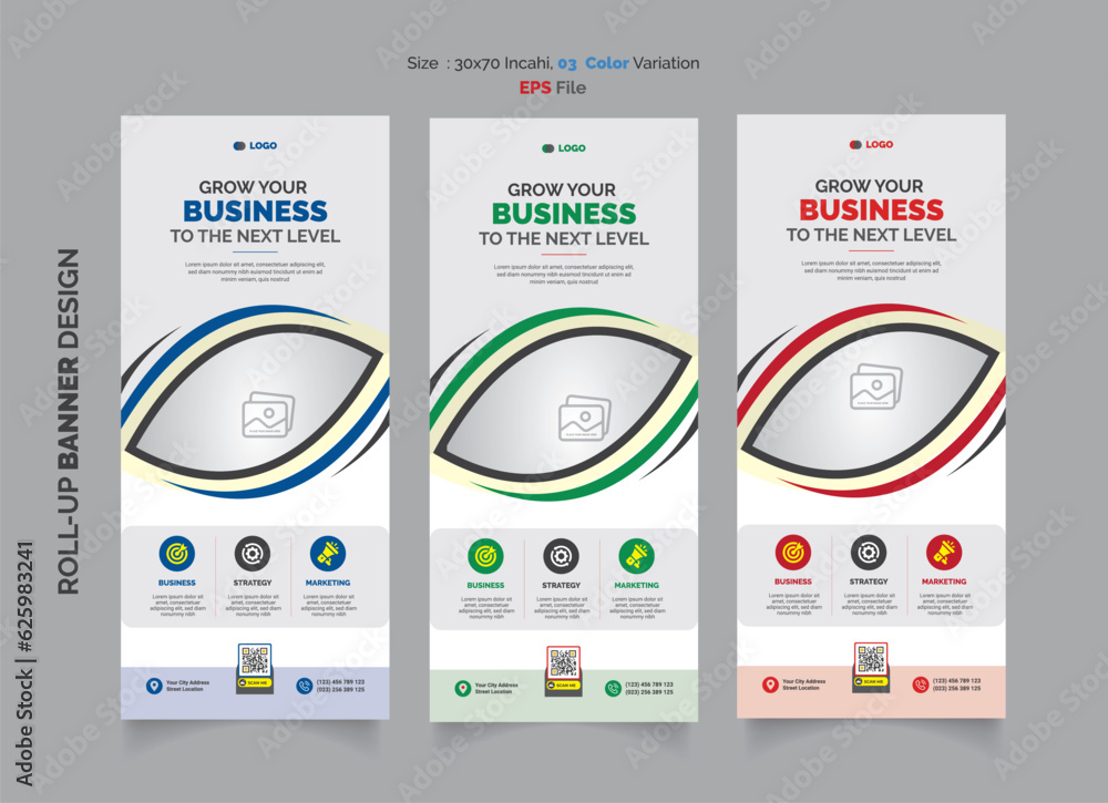 Roll up x banner standee banner template with creative shapes three ...