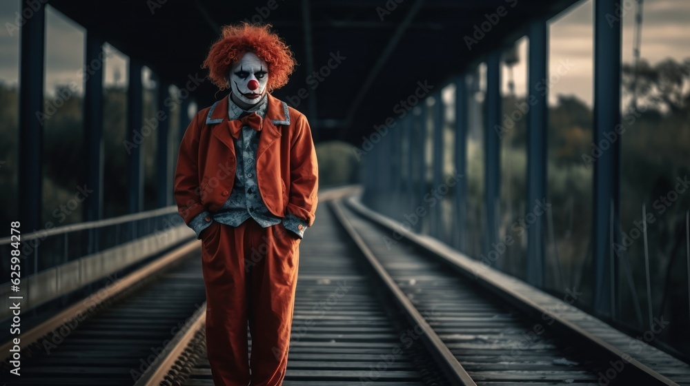 Sad Clown. Sad Clown on a bridge thinking about suicide. Suicide ...