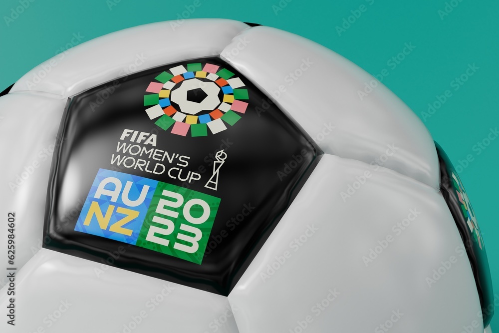 LONDON, UK - July 2023: Fifa Women's world cup logo on a football . 3D ...