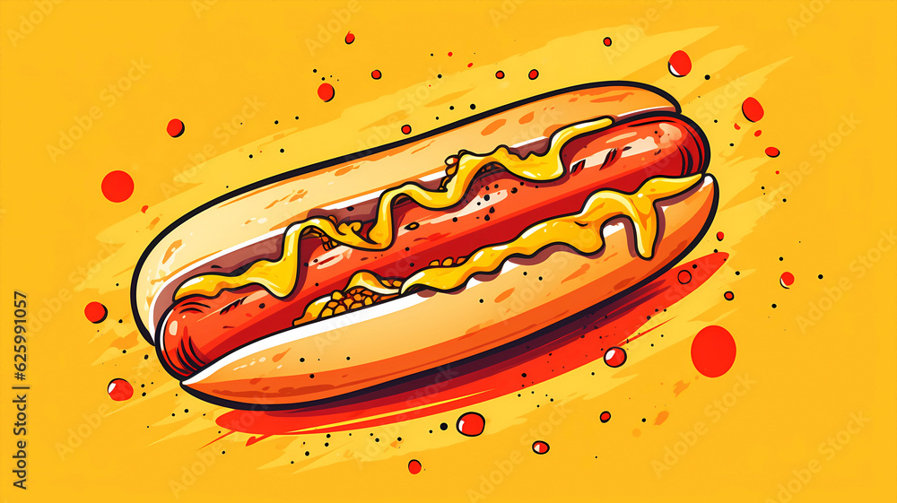 hand drawn cartoon delicious hot dog illustration Stock Illustration ...