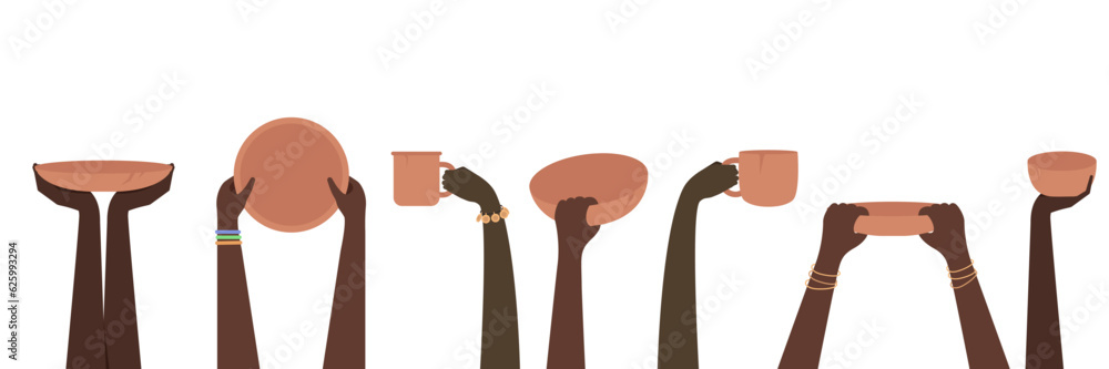 Starving people. Poverty stricken starving famine hands. Illustration ...