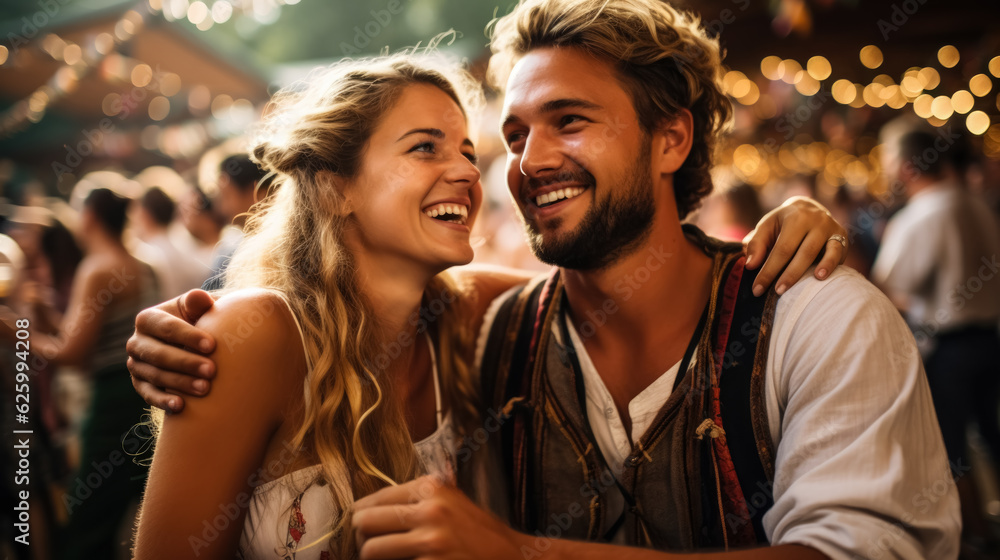German man and woman in traditional attire performing a traditional ...