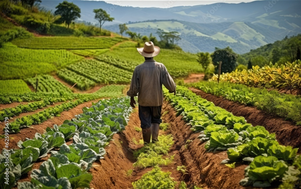 Sustainable Agriculture. A farmer using organic farming methods and ...