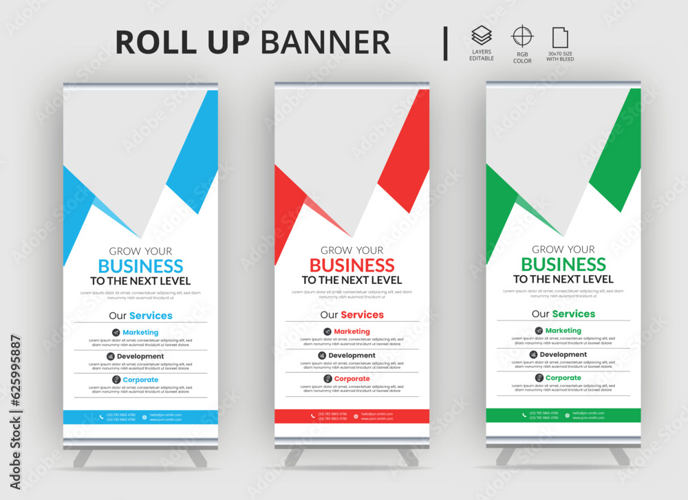 Business Roll Up Banner stand. Presentation concept. Abstract modern ...