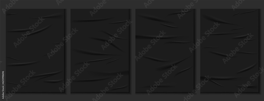 Realistic set of black glued wall posters. Glued posters, old adhesive ...
