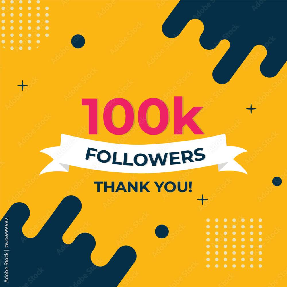 100k Followers Special, Modern Colorful Design for Celebration Banner ...