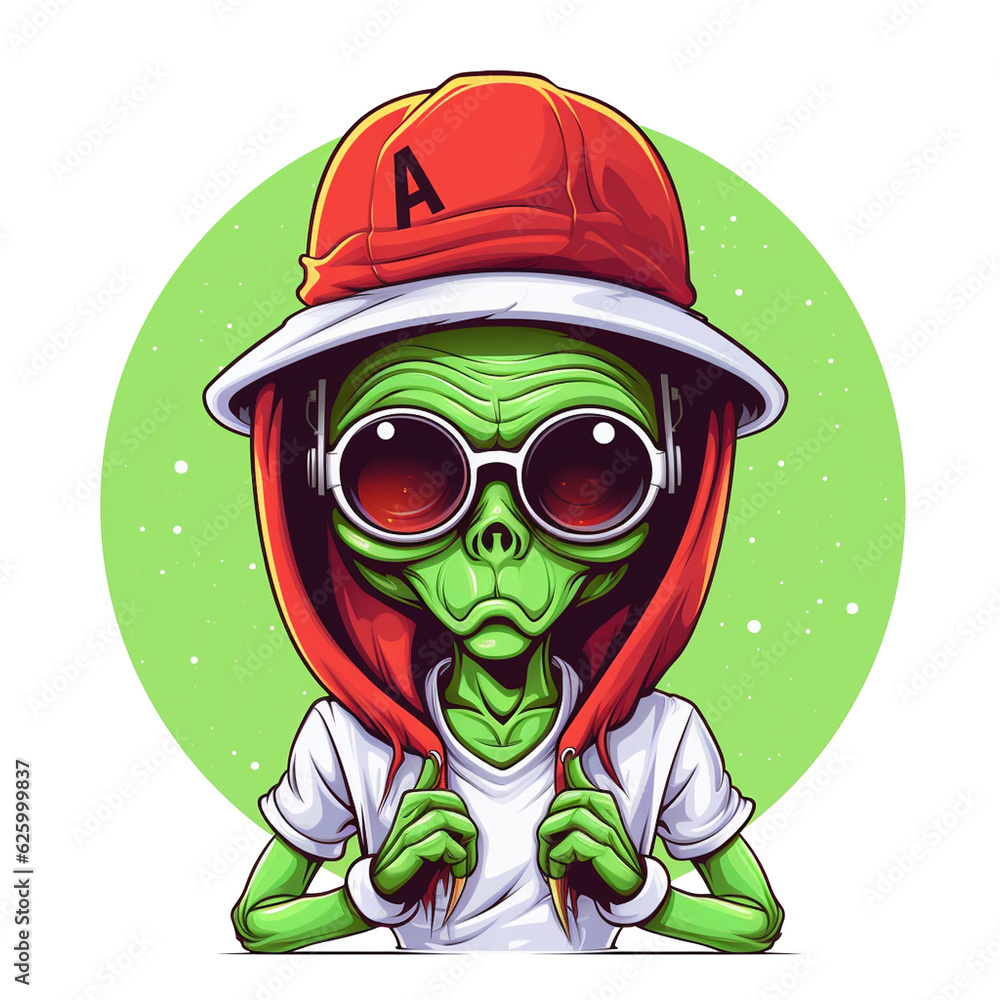 Hiphop dancing alien on transparent background Stock Illustration ...