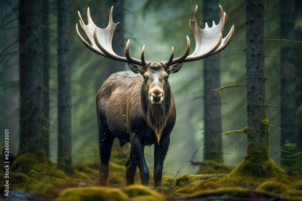 moose in the forest Stock Photo | Adobe Stock