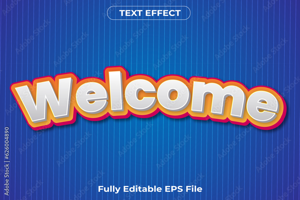 3D Welcome Text Effect Design Template Stock Vector | Adobe Stock