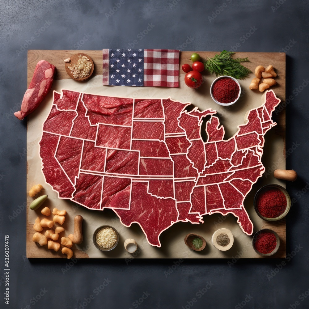 Mapping American Cuisine: Discovering Meat Steak, meat shape in USA ...