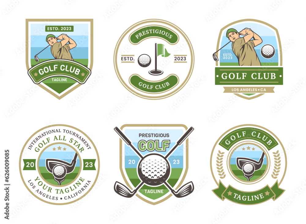 Vintage golf logo sign badge template bundle. Vintage golf logo with ...