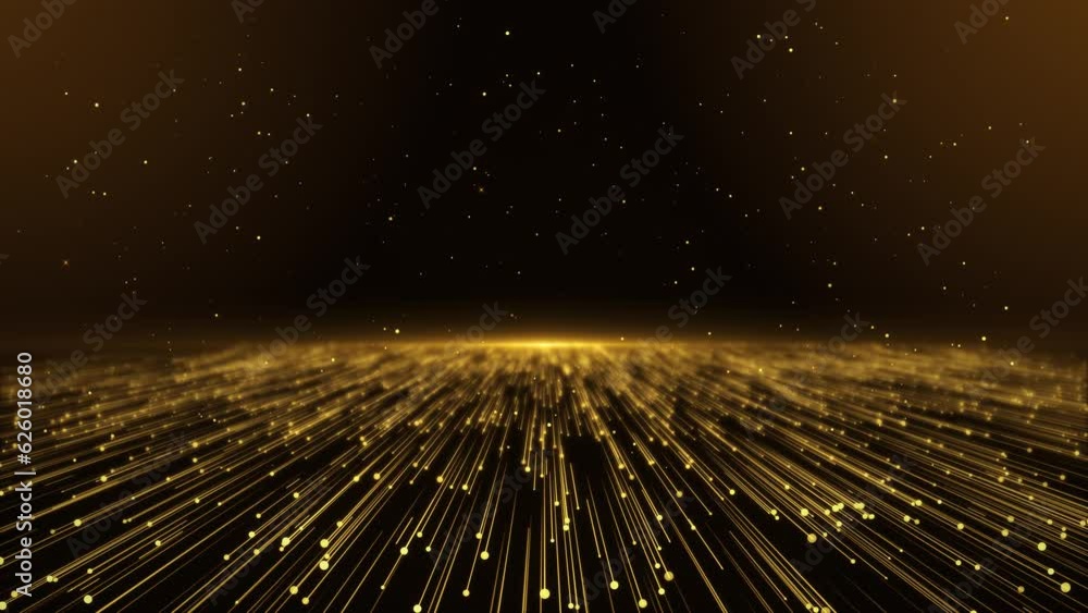 Particles abstract background with shining golden floor stars dust ...