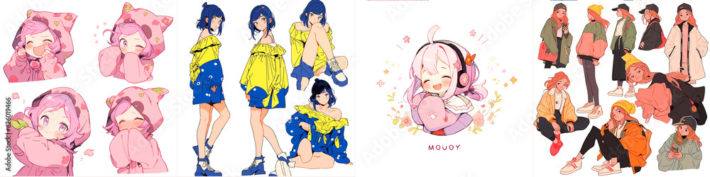Ilustração do Stock: Simplified cartoon style chibi characters Japanese ...