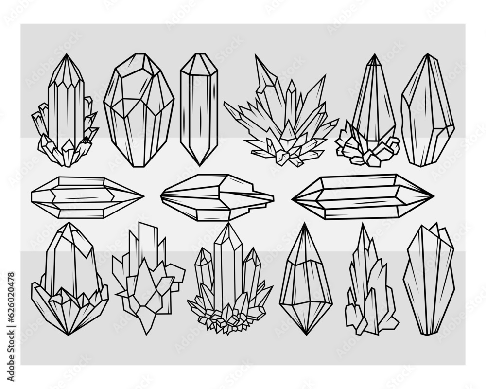 Crystal svg | Crystal | Gem Svg | Crystal silhouette | Celestial svg ...
