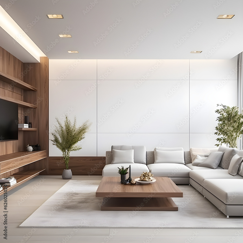 Video conference modern living room interior zoom background Stock ...