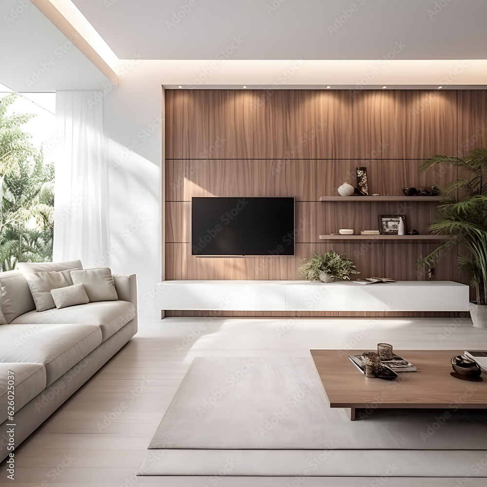 Video conference modern living room interior zoom background Stock ...