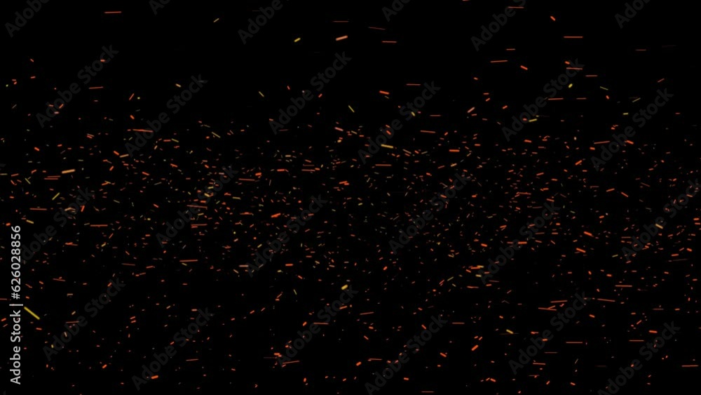 4K 3D Background of Abstract fire ash sparks rising up overlay. chaotic ...