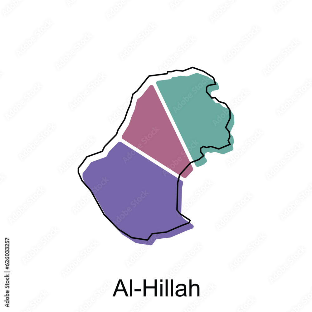 vector map of Al Hillah colorful modern outline, High detailed vector ...