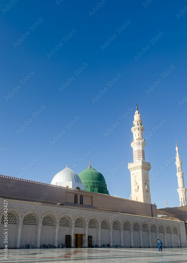The mosque was founded by Prophet Muhammad. The famous green and silver ...