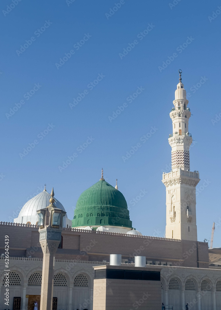 The mosque was founded by Prophet Muhammad. The famous green and silver ...