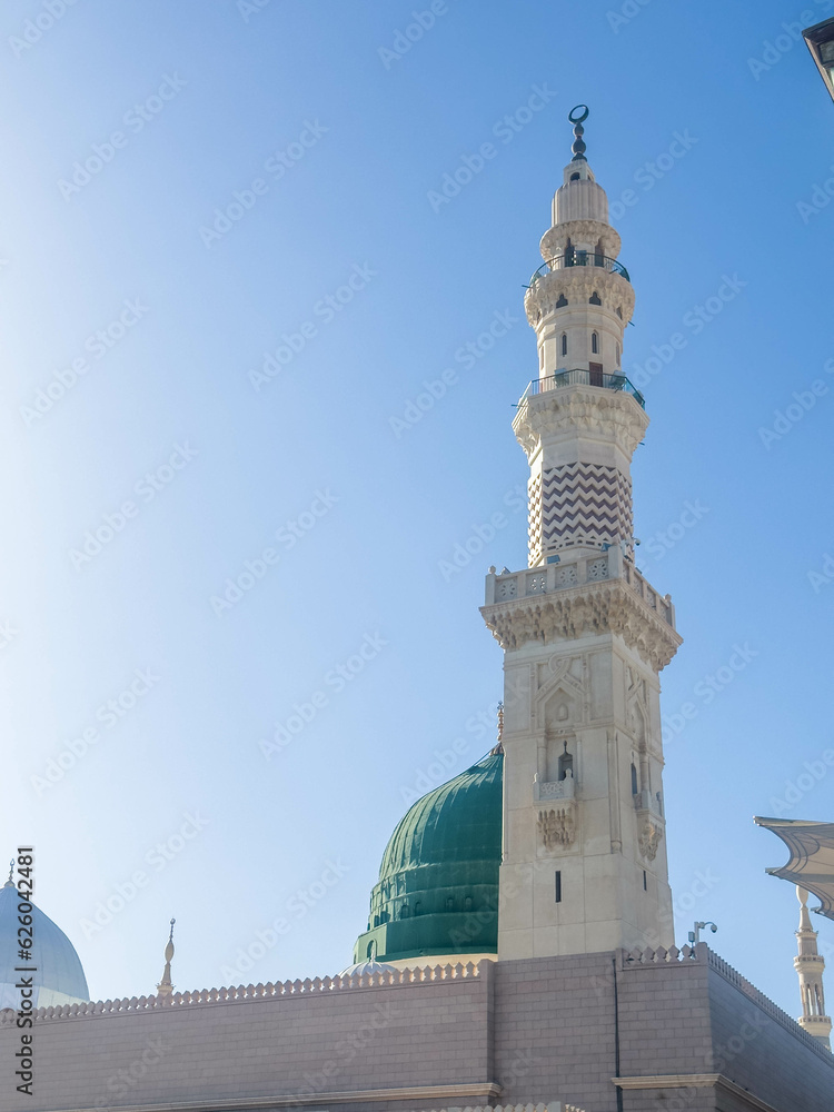 The mosque was founded by Prophet Muhammad. The famous green and silver ...