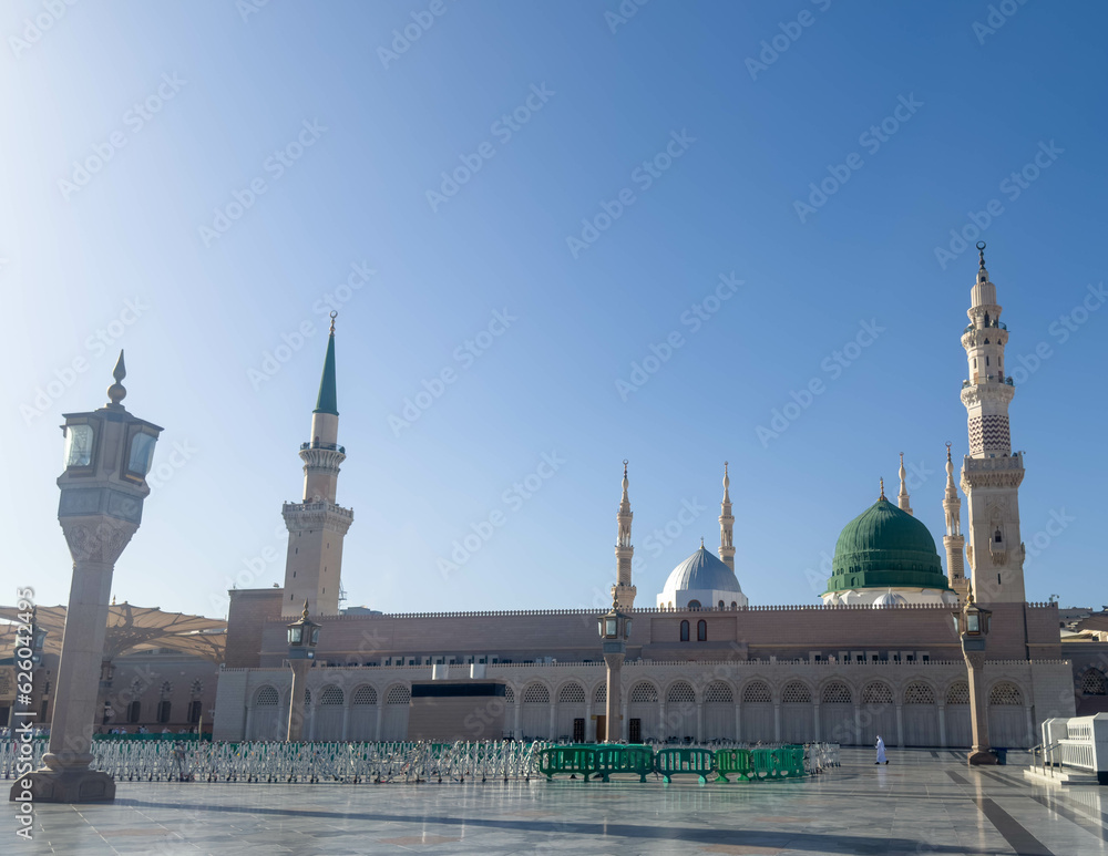 The mosque was founded by Prophet Muhammad. The famous green and silver ...