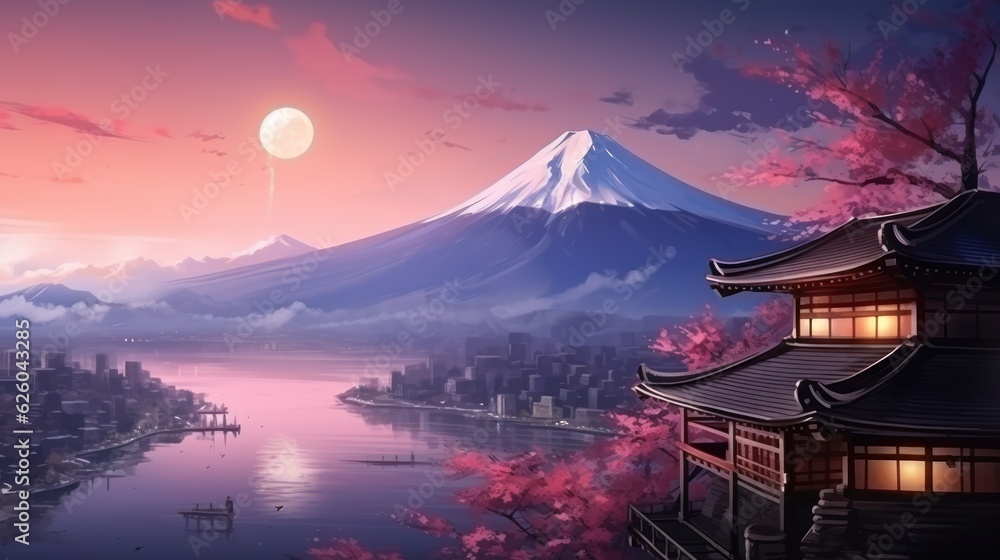 Japan fantasy style scene art Stock Photo | Adobe Stock