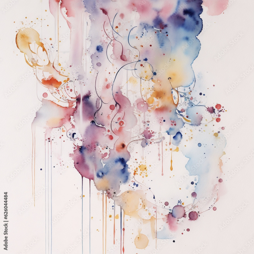 This painting is a circular composition of abstract floral shapes. The ...