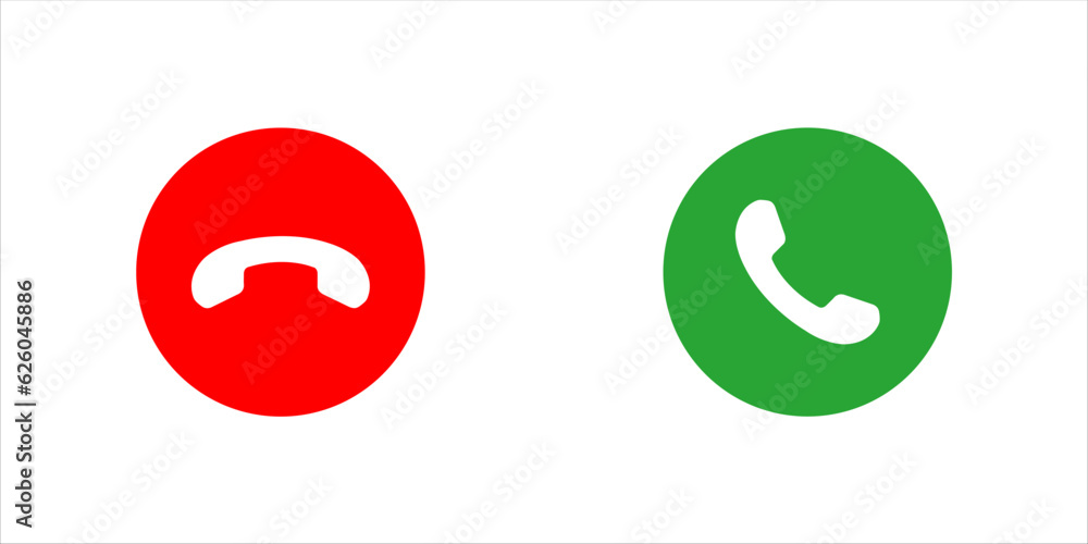 Vector illustration call icon green and red call button, pick up phone ...